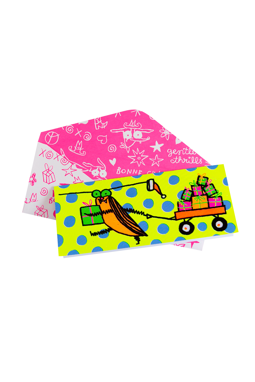 fuzzy neon christmas cucaracha card | gentle thrills
